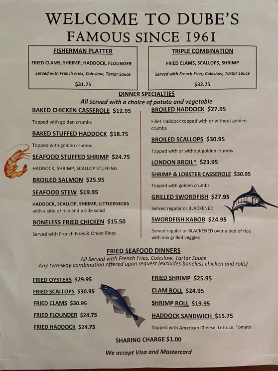 Menu – Dube's Seafood Restaurant